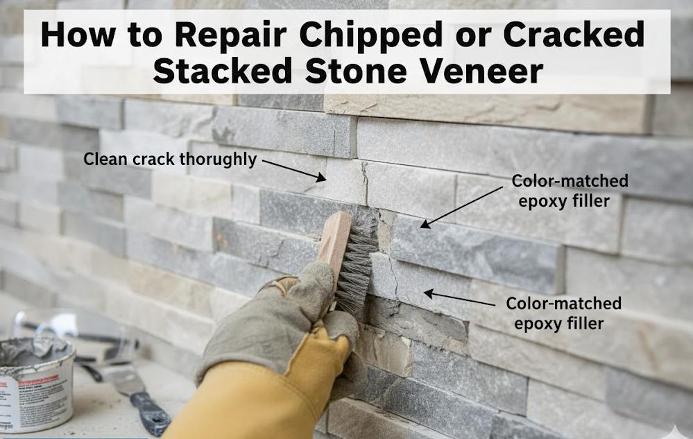 How to Repair Chipped or Cracked Stacked Stone Veneer